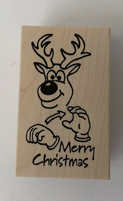 Reindeer Merry Christmas in ASL Rubber Stamp - Deaf American Sign ...