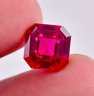 8.4X7.9mm Natural Asscher Cut Burmese Red Ruby Certified Loose Gemstone ...