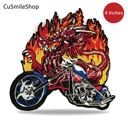Red Dragon on Motorcycle with Flames Mythical Fantasy Art Rebellious ...