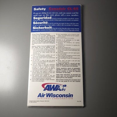 AWA Air Wisconsin CL-65 2/09 Safety Card | eBay