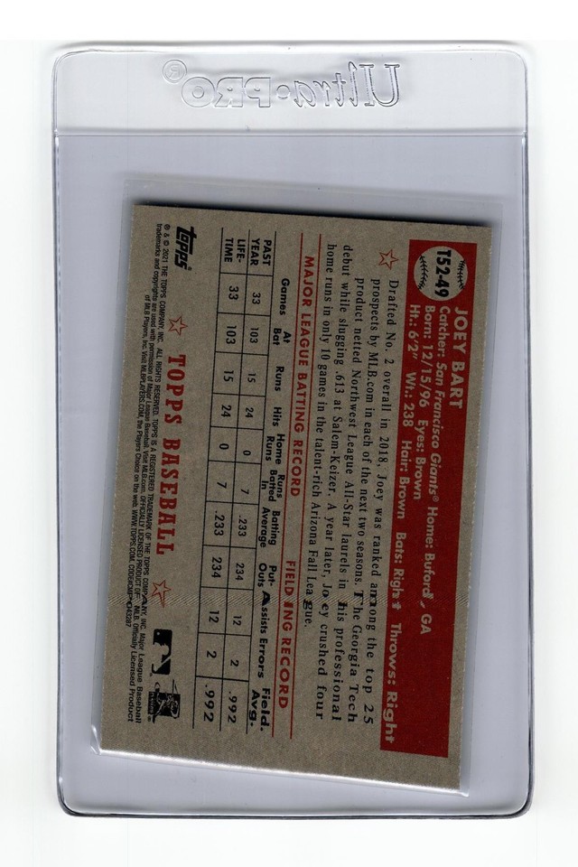 2021 Topps #T52-49 Joey Bart 1952 Topps Redux | eBay