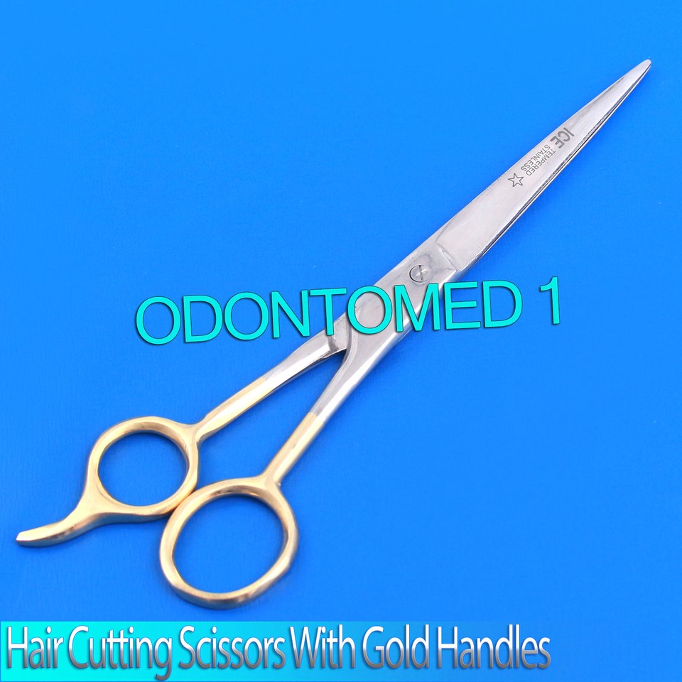 6.5" Hair Cutting Scissors with Golden Handle Barber Shears - ICE ...