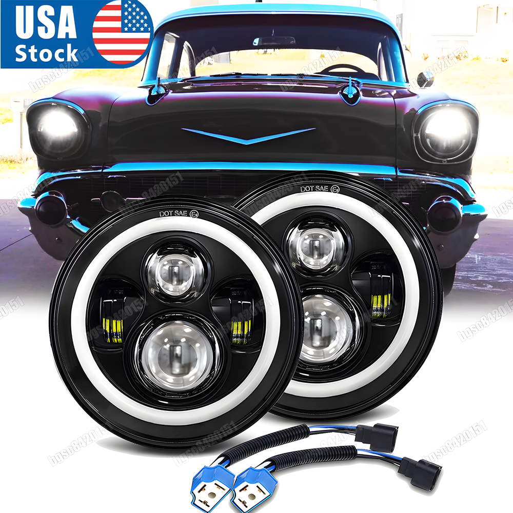 Pair 7" Inch LED Headlight Round HI/LO Sealed Beam for Chevy Pickup ...