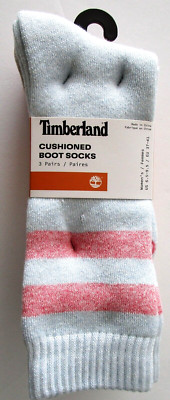 Womans' Timberland Cushioned Boot Crew Socks 3 Pairs (Size 6.5 - 9.5 ...
