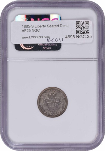 1885-S Liberty Seated Silver Dime VF25 NGC | eBay