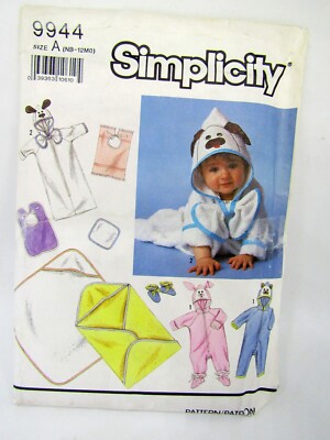 Simplicity 9944 Pattern Babies Bath Towel, Washcloth, Bib, Booties and ...