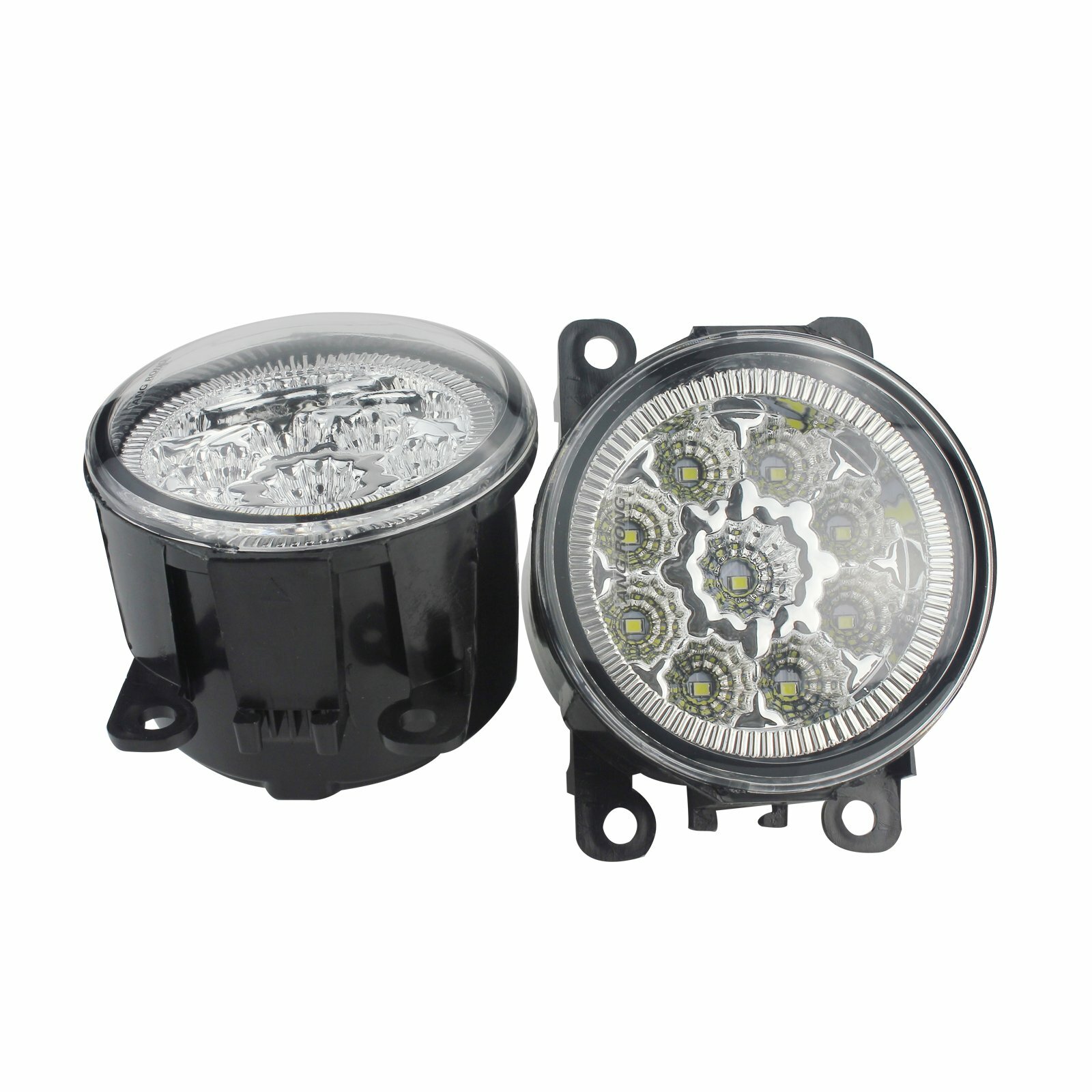 2x 9 LED Round Front Fog Lights DRL For Ford C-MAX Fiesta Focus Transit ...