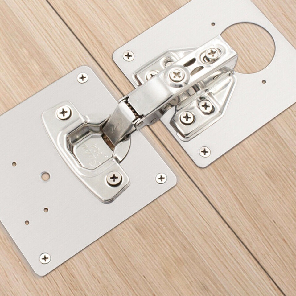 8X Kitchen Cupboard Door Hinge Repair Kit Plate and Fixing Screws ...
