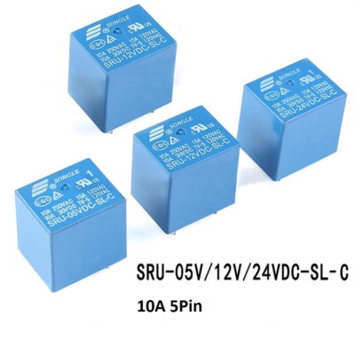 DC Mini SONGLE Power Relays SRU-05V 12V 24VDC-SL-C 5-Pin 10A 22F Relays ...