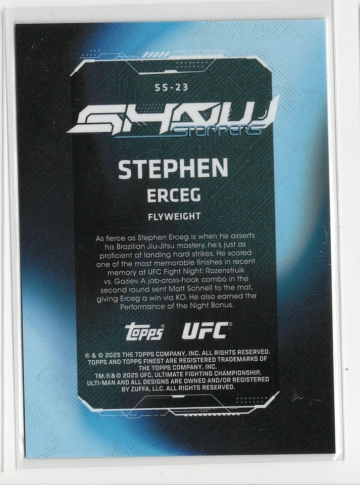 2025 Topps Finest UFC Stephen Erceg RC Show Stoppers Gold Refractor SP ...