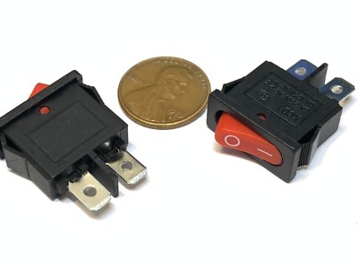 2 Pieces RED slim Rocker Switch SPST 10a 12v KCD1-110 latch On Off 2 ...