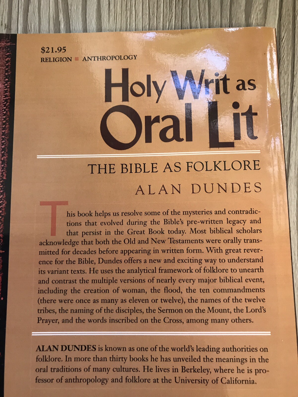 Holy Writ as Oral Lit: The Bible as Folklore by Alan Dundes (Paperback ...