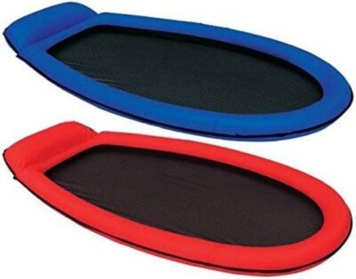 INTEX Inflatable Mesh Lounge Floating Raft w/ Headrest RED AND BLUE | eBay