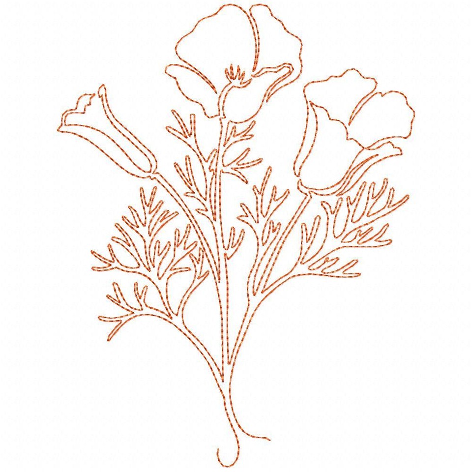 Free Motion California Poppy 10 Machine Embroidery Designs CD in 9 ...