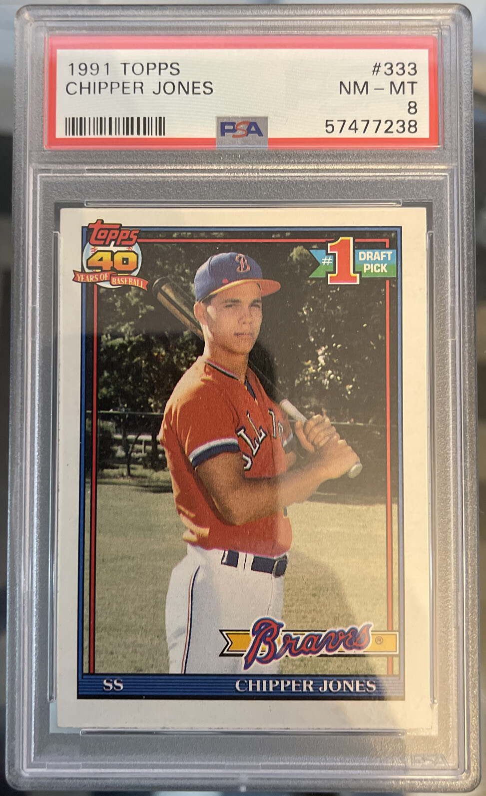 1991 Topps Chipper Jones #1 Draft Pick Rookie Card PSA 8 NM-MT 333 ...
