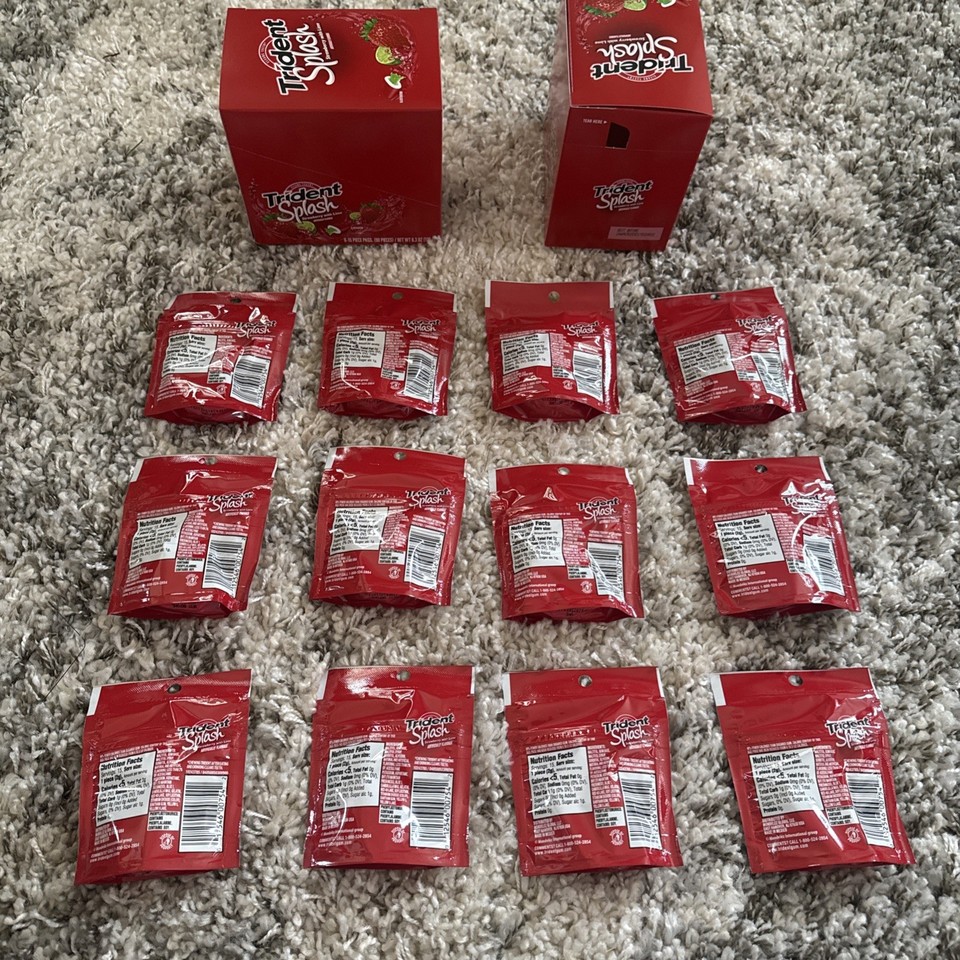 BUNDLE! (180) Trident Splash Strawberry w/ Lime (12) Pack! Sugar-Free ...
