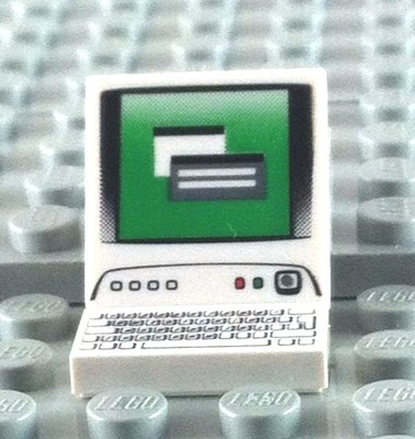 LEGO COMPUTER MONITOR & KEYBOARD TILES ~ Printed White Finishing Tile ...