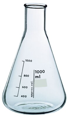 1000ml Erlenmeyer Flask | Thick Walled 3.3 Borosilicate Glass (Single ...