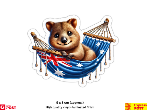 Vinyl sticker decal Quokka Relaxing in Hammock Australian Flag ...