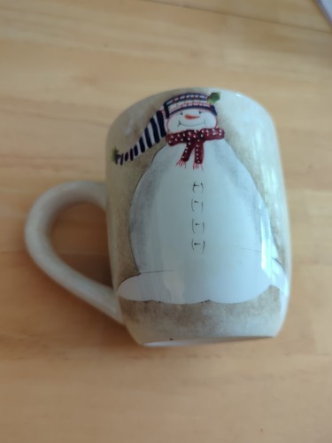 Oneida Snowmates Mugs CREAM Set Of 2 Snowman Christmas 4 ¼ Holiday ...