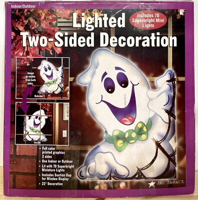 JMC Impact Halloween Ornamental Lighted 2-Sided Decoration "Ghost ...