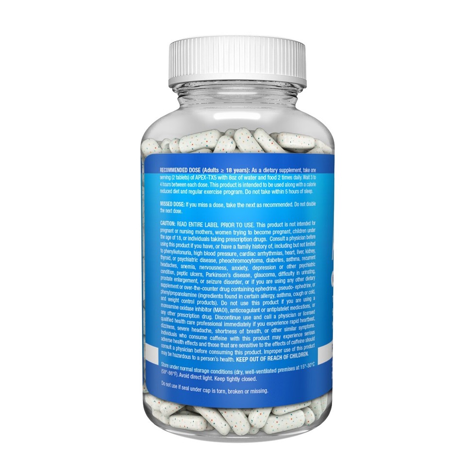 APEX TX5 Peak Energy Diet Pills 120 White/Blue/Red Speck Tablets | eBay
