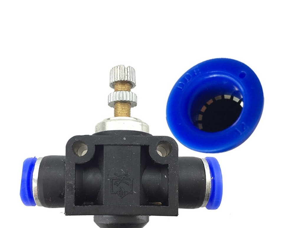 2pc Air Flow Speed Control Valve Tube OD 3/8"10mm Inch Pneumatic Push ...