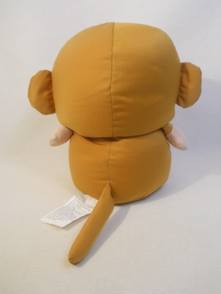 Monkey Microbead soft plush squishy 12" tall brown & cream colors Clean ...