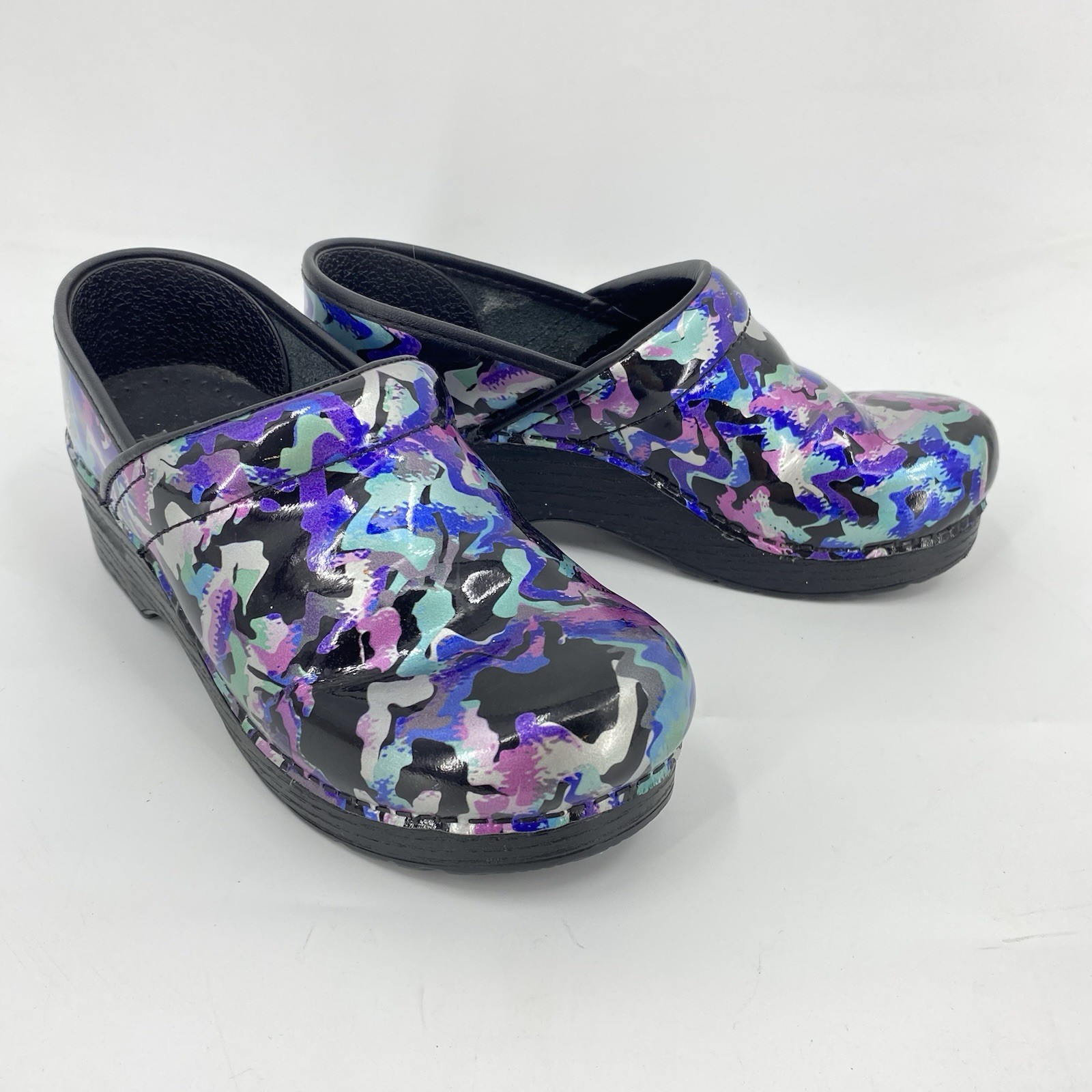 Dansko Springtime Mermaid Clogs Black Purple Green Sh… - Gem