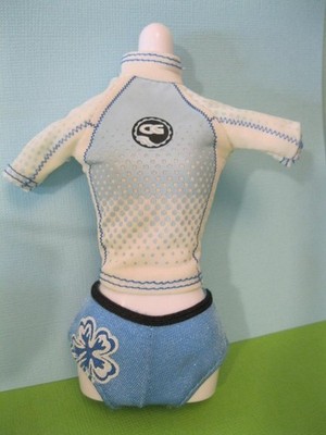 Barbie Doll 2004 Swimsuit CALI GIRL Blue Surfer BIKINI BRIEF/RASH GUARD ...