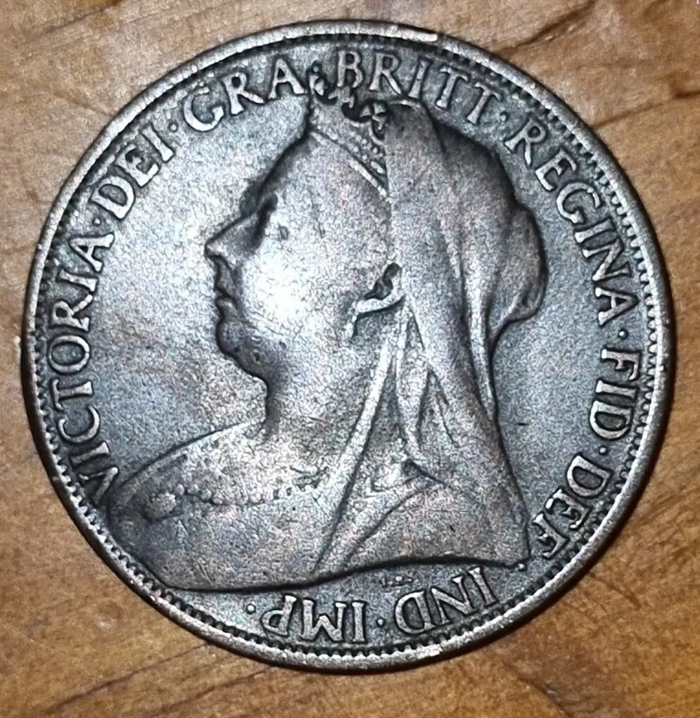 1897 English, UK, British Queen Victoria One Penny Coin. Jubilee (60 ...