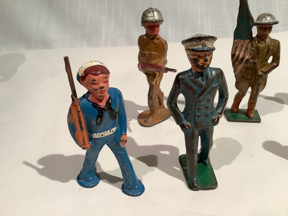 1930's TEN TOY FIGURES SOLDIERS & SAILORS, BARCLAY, GREY IRON, ETC. | eBay