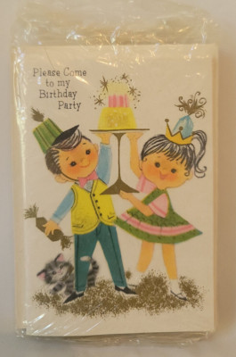 Vintage UNUSED 6 "Come to my Birthday Party" Greeting Cards with ...