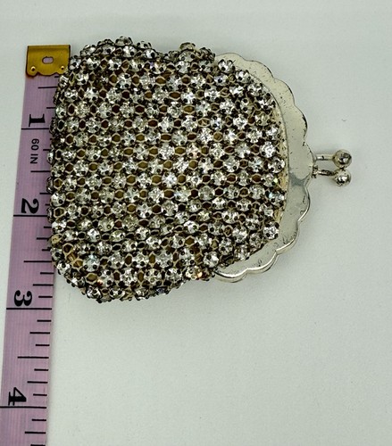Vintage Rhinestone Change Purse Coin Kiss Lock MCM Satin Elegant ...
