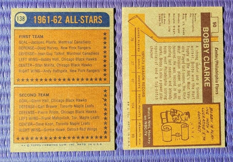 Bernie Parent 1974 & Bobby Clarke 1973-74 HOF Philadelphia Flyers | eBay UK