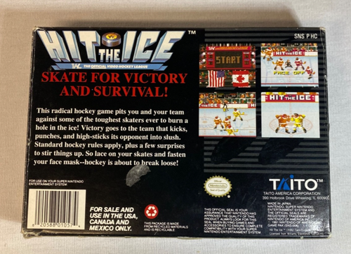 Vintage Hit The Ice Super Nintendo SNES Game Box & Instruction Manual ...