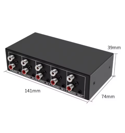 RCA AUX Audio Switcher 4 In 1 Stereo Selector Box 3.5mm L/R Passive ...