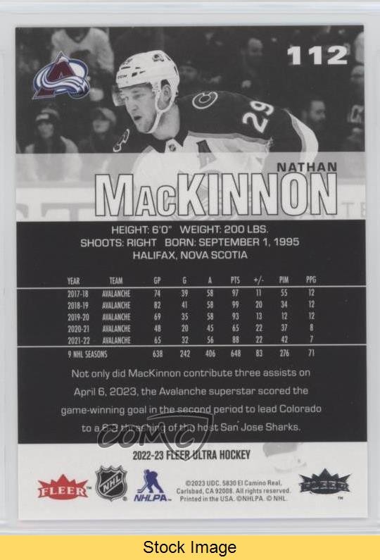 2022-23 Upper Deck Fleer Ultra Silver Foil Nathan MacKinnon #112 READ ...