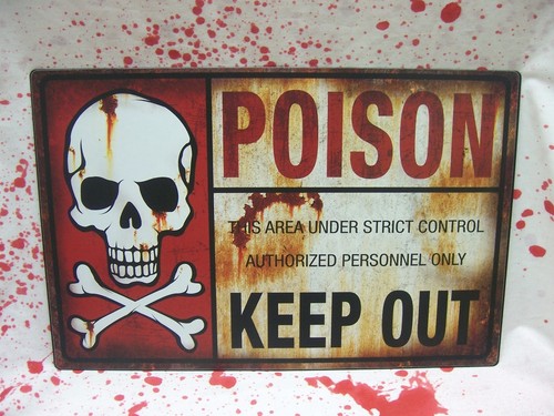 Metal Poison Warning Sign Halloween Prop Decoration Haunted House NEW ...