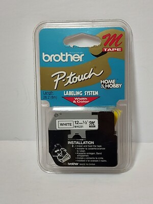 Brother Label Maker Refill Tape Black Text White Background P-Touch 1/2 ...
