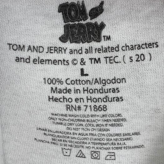 Tom and Jerry Shirt Men Large Spell Out Dog Cat Mouse Chase Rainbow ...