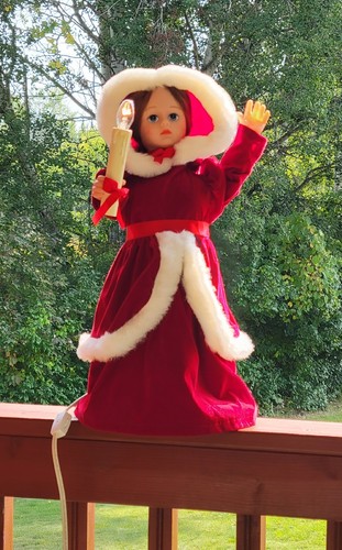 Vtg 1990 Rennoc 19" Christmas Victorian Caroler Doll Animated Lighted ...