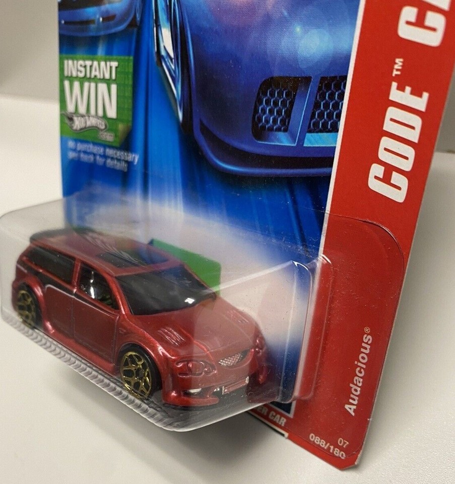 AUDACIOUS HATCHBACK RED WITH GOLD WHEELS 1/64 HOT WHEELS CODE CAR # 04/ ...