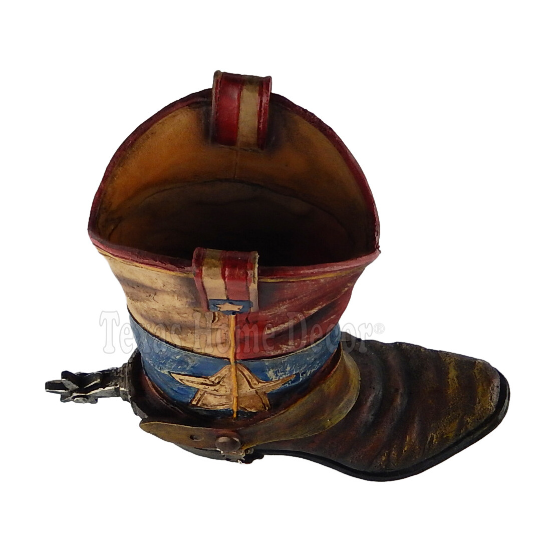Texas Flag Boot Flower Vase Rustic Weathered Look Hand Painted ...