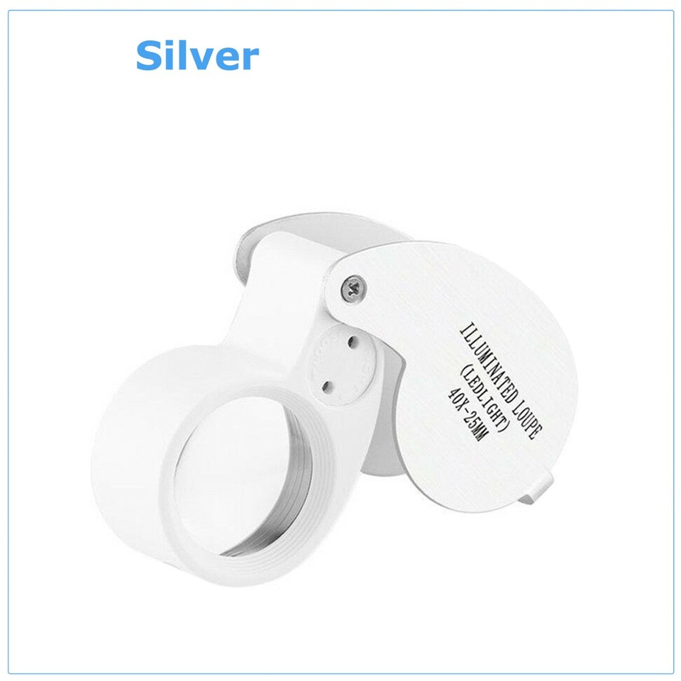 40X Magnifying Loupe Jewelry Eye Glass Magnifier LED Light Jewelers ...