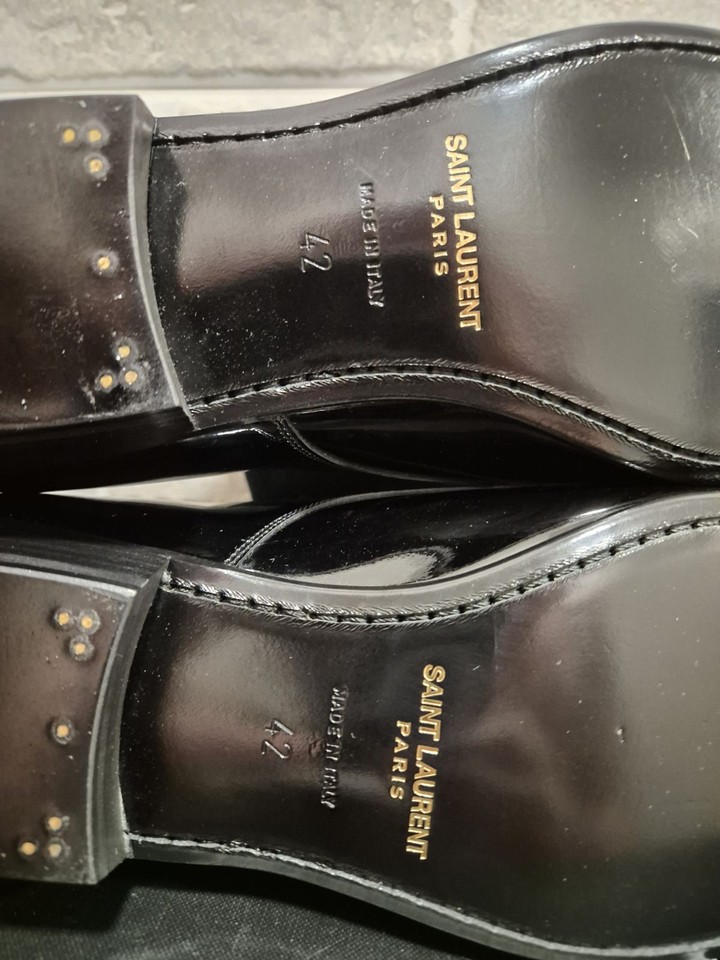 Authentic New Saint Laurent Paris YSL Noir Patent Leather Formal Shoes ...