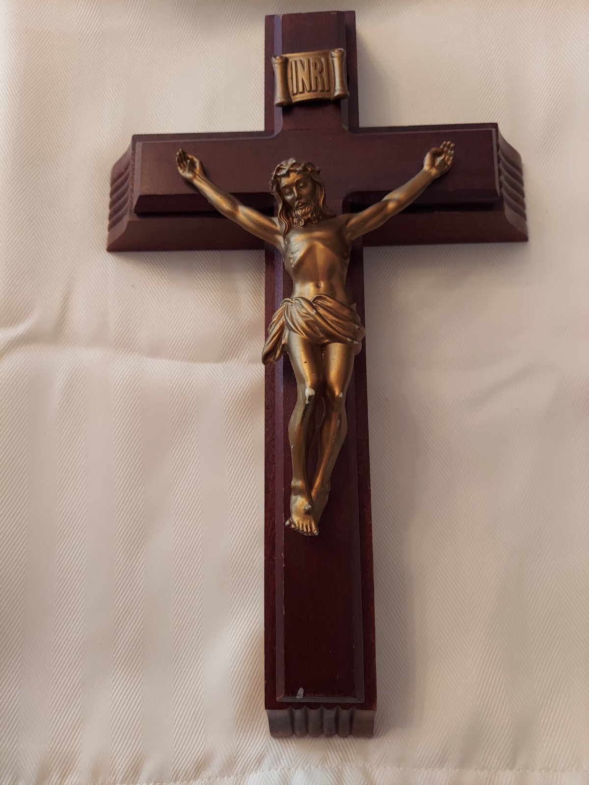 Vtg Mahagony Wood Last Rites Sick Call Cross w Holy Water 14 1/4" x 8 1 ...