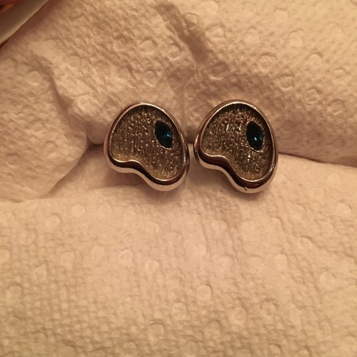 Vtg 70s Retro SWANK Cufflinks Blue Jeweled Stone Palette Shaped Hipster ...