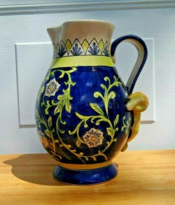 Vintage WCL Pottery Water Jug/pitcher Blue and Yellow Pembroke Pines | eBay