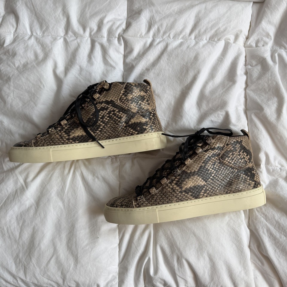BALENCIAGA Hi Top Sneakers Python Print Leather Mens EU 41 US 8 - NIB ...
